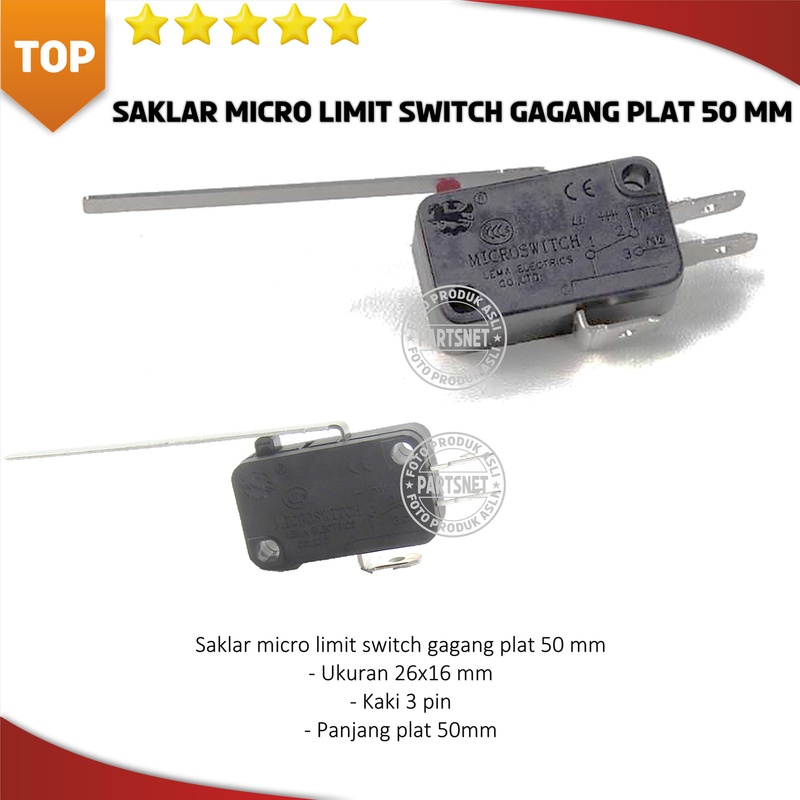 Jual Saklar micro limit switch gagang plat 50 mm plus roda besar | Shopee Indonesia