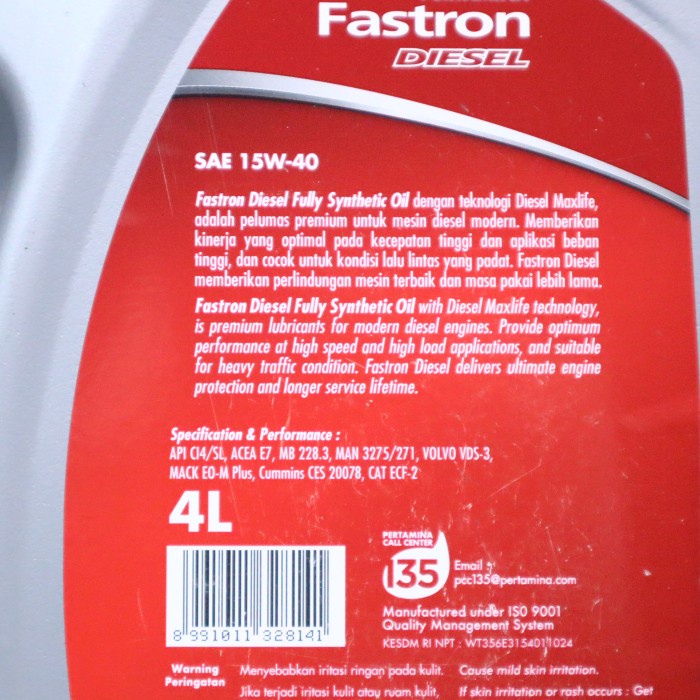 Jual OLI FASTRON DIESEL 15W-40 4L GALON PERTAMINA - OLI DIESEL FASTRON | Shopee Indonesia