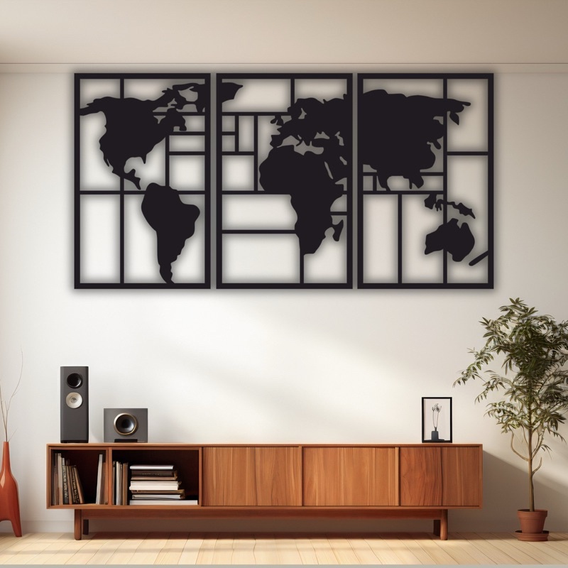 Jual Awet Kreasi Kayu 3D Gambar Peta Dunia /World Map /Hiasan Dinding ...