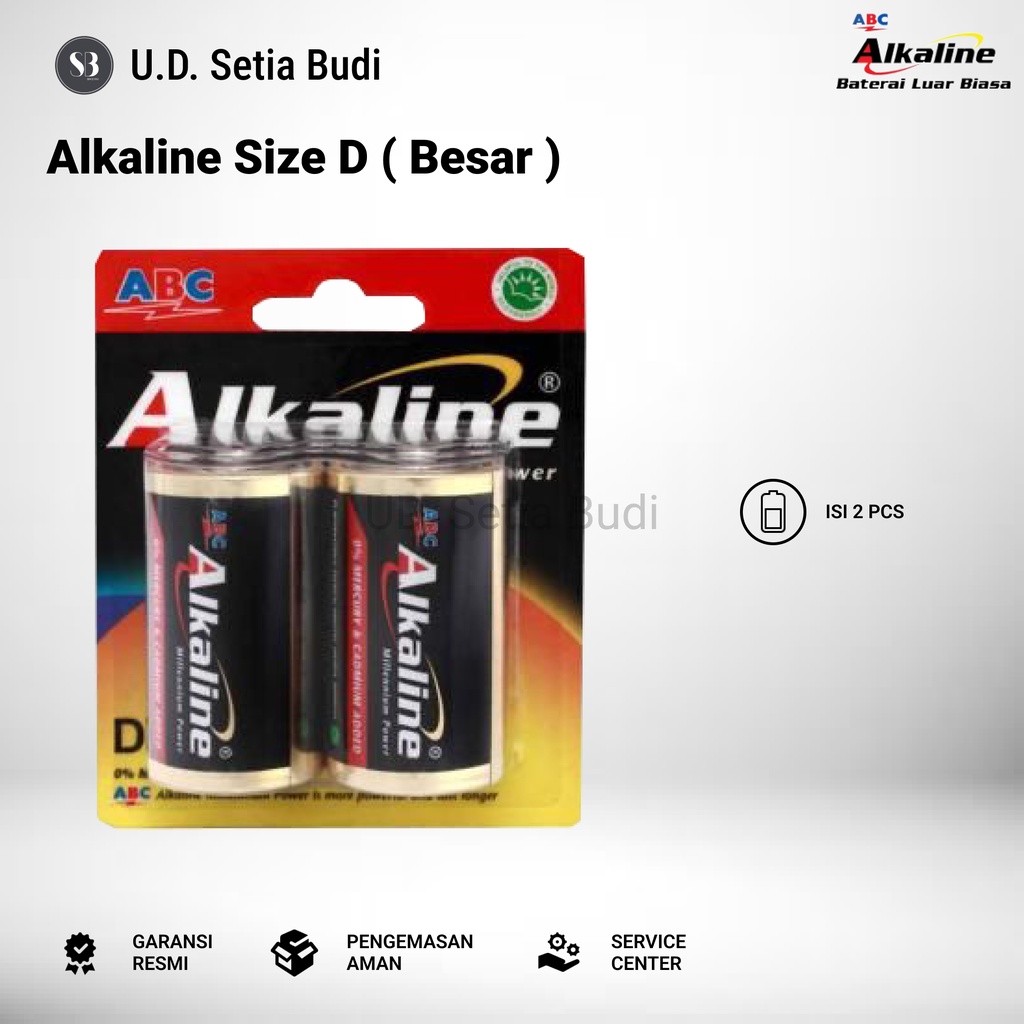 Jual Baterai ABC Alkaline Size D LR20 1.5V Battery Besar Tipe D Isi 2 ...