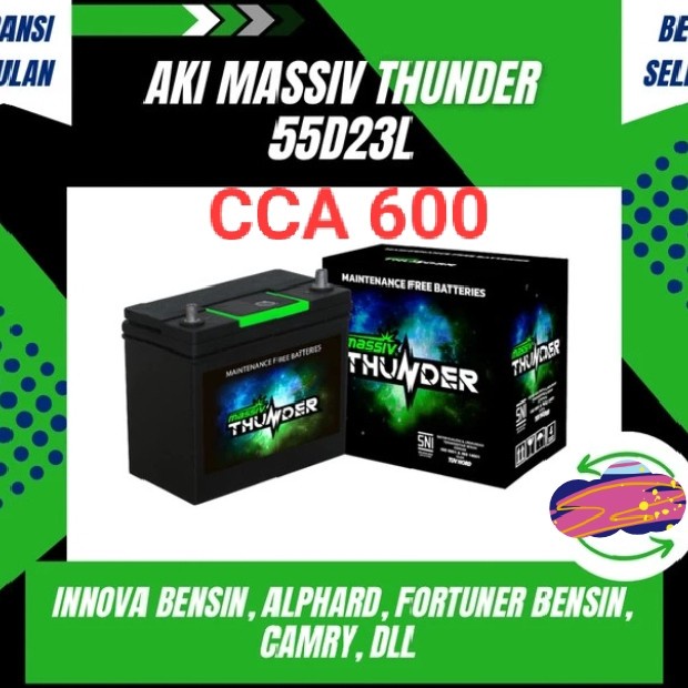 Jual Aki Massiv Thunder 55D23L 12V 60Ah Aki Kering Ns Gs Yuasa Varta ...