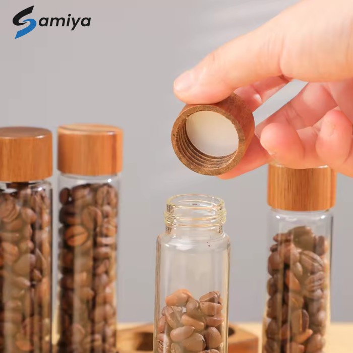 Jual JTTOP" TUBE DISPLAY WALNUT / SET TUBE COFFEE BEAN STORAGE / RAK ...