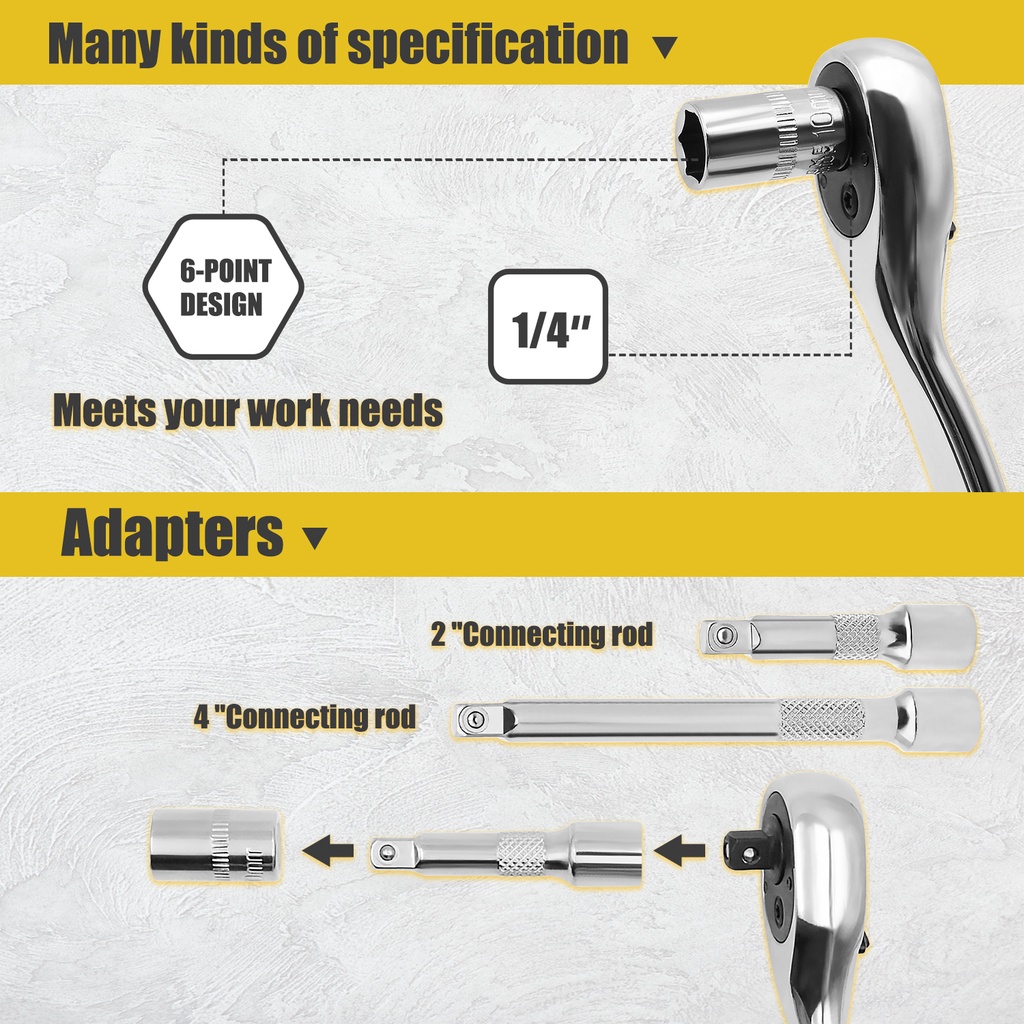 Jual Socket Wrench Set, 53PCS 1/4 Inch Ratcheting Wrench Set ...