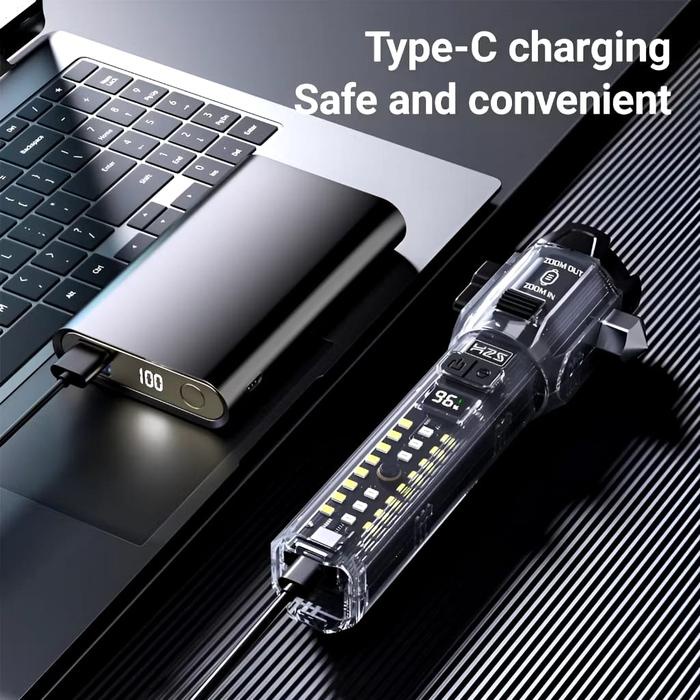 Jual Senter Safety 10 IN 1 LED Laser 30w Cas Roll Zoom In Out Hammer ...