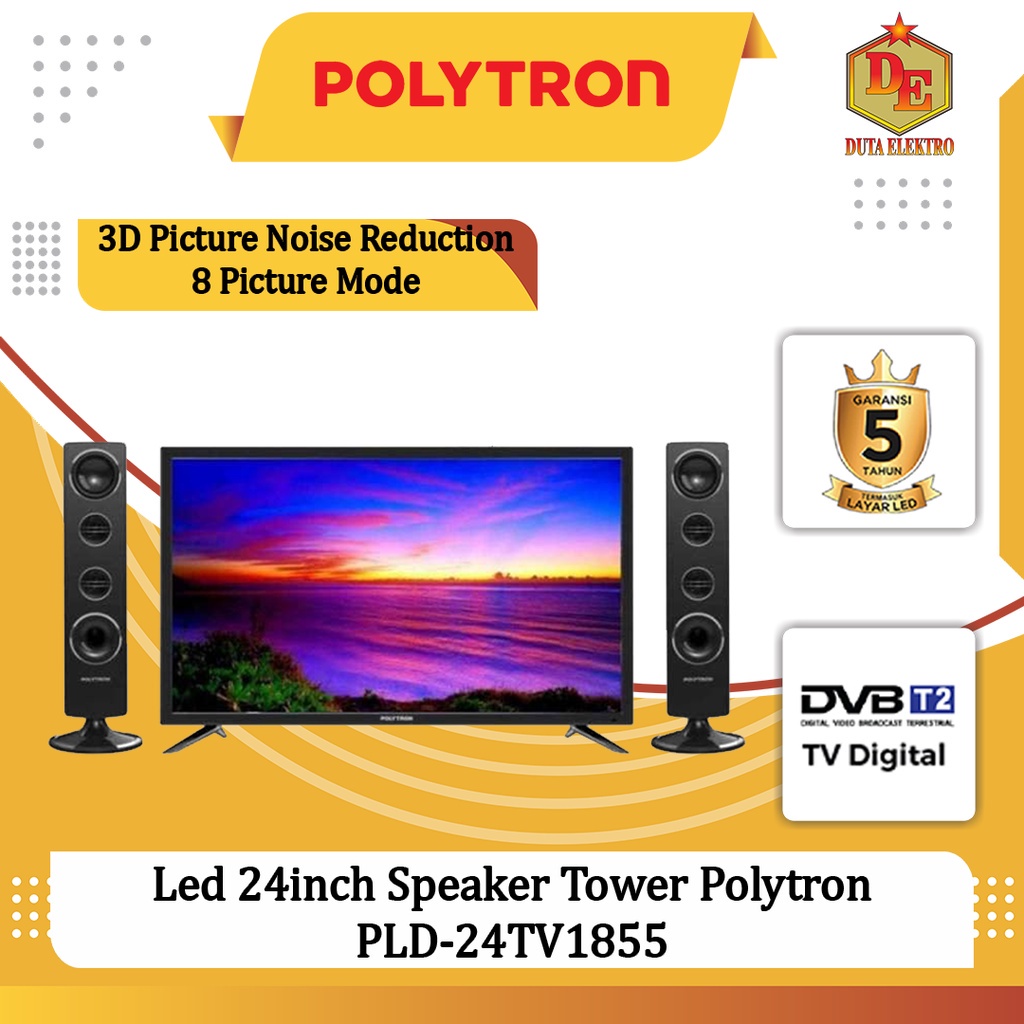 Jual Led 24inch Polytron PLD 24 TV 1855 Digital TV Speaker Tower ...