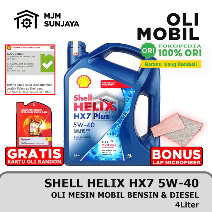 Jual READY Oli Mesin Shell Helix HX7 Plus SAE 5W-40 4 Liter SCAN BARE ...