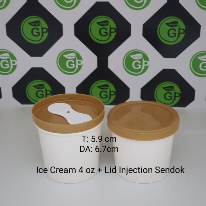Jual Papercup Ice Cream 4 oz +Lid Injection sendok Coklat (TM) isi 50 ...