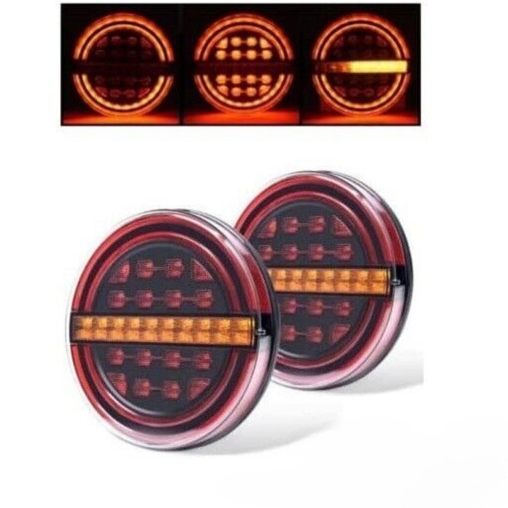 Jual BARU 5.3" 12V 24V Round LED Trailer Tail Rear Brake Light DRL Flow ...