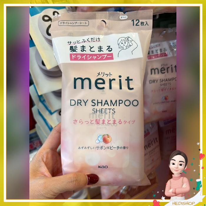 Jual Kao Merit Dry Shampoo Sheets 12 pieces / Tissue Dry Shampoo Kao ...