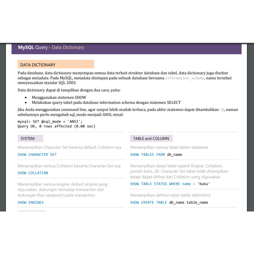 Jual Panduan Cheat Sheet MySQL | Shopee Indonesia