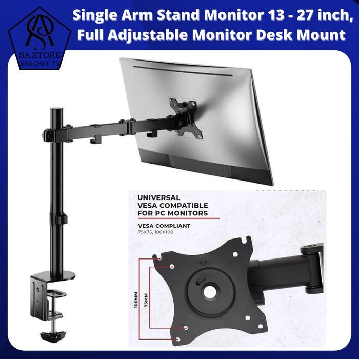 Jual Bracket Monitor 13 - 27 Inch, Single Stand Desk Mount Monitor Arm ...