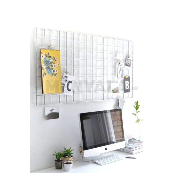 Jual utamajaya- WIRE GRID Hiasan Dinding Panjang Putih Jepit Kayu ...