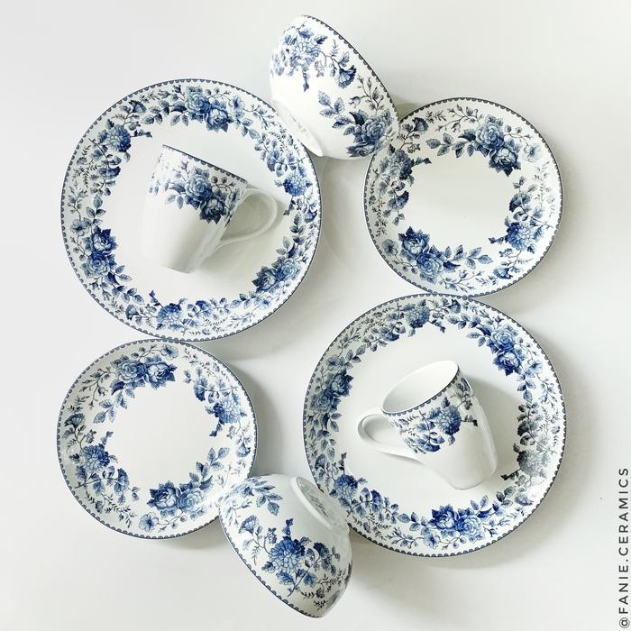 Jual TERBARU! Blue Roses Dinner Set | Shopee Indonesia