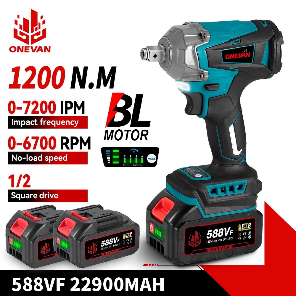 Jual SALE ONEVAN 1200N.M Brushless Electric Impact Wrench 1/2 inch ...