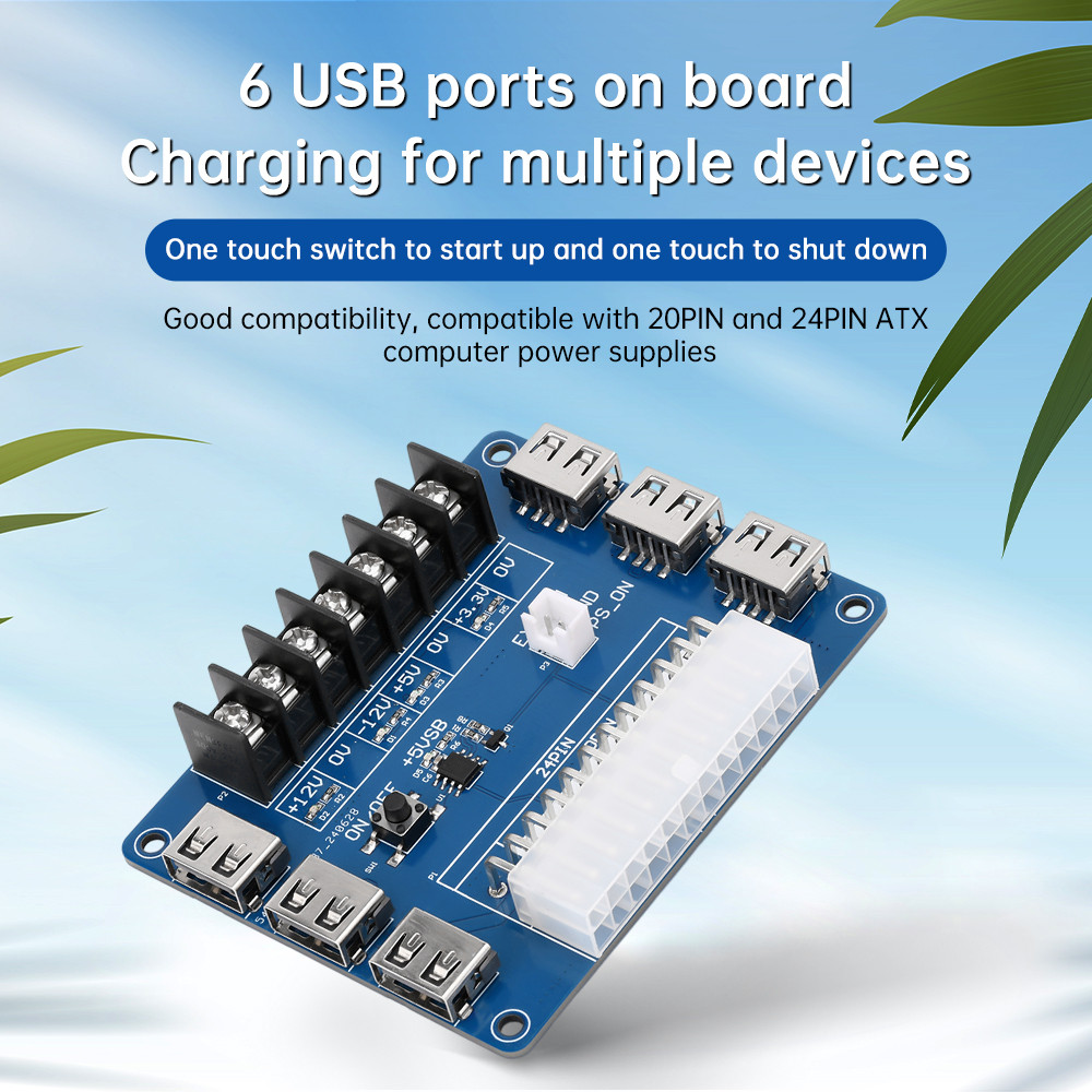 Jual 20/24 Pins ATX Power Supply Breakout Board USB Charging Desktop ...