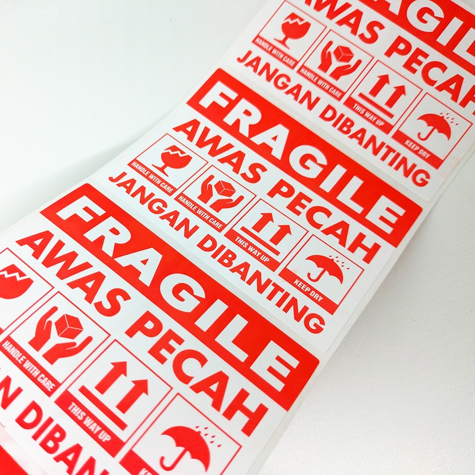 Jual Sticker Label Fragile Awas Pecah 6 x 8 cm Stiker Jangan Dibanting ...