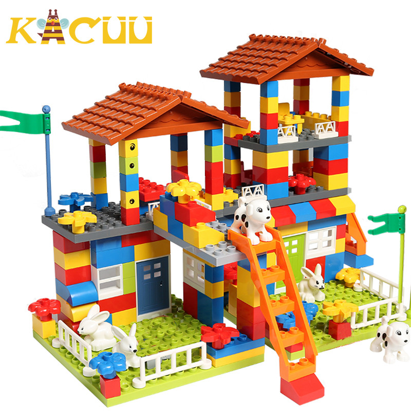 Jual Big Particle Roof Blocks City House Big Size Assembly Slide ...