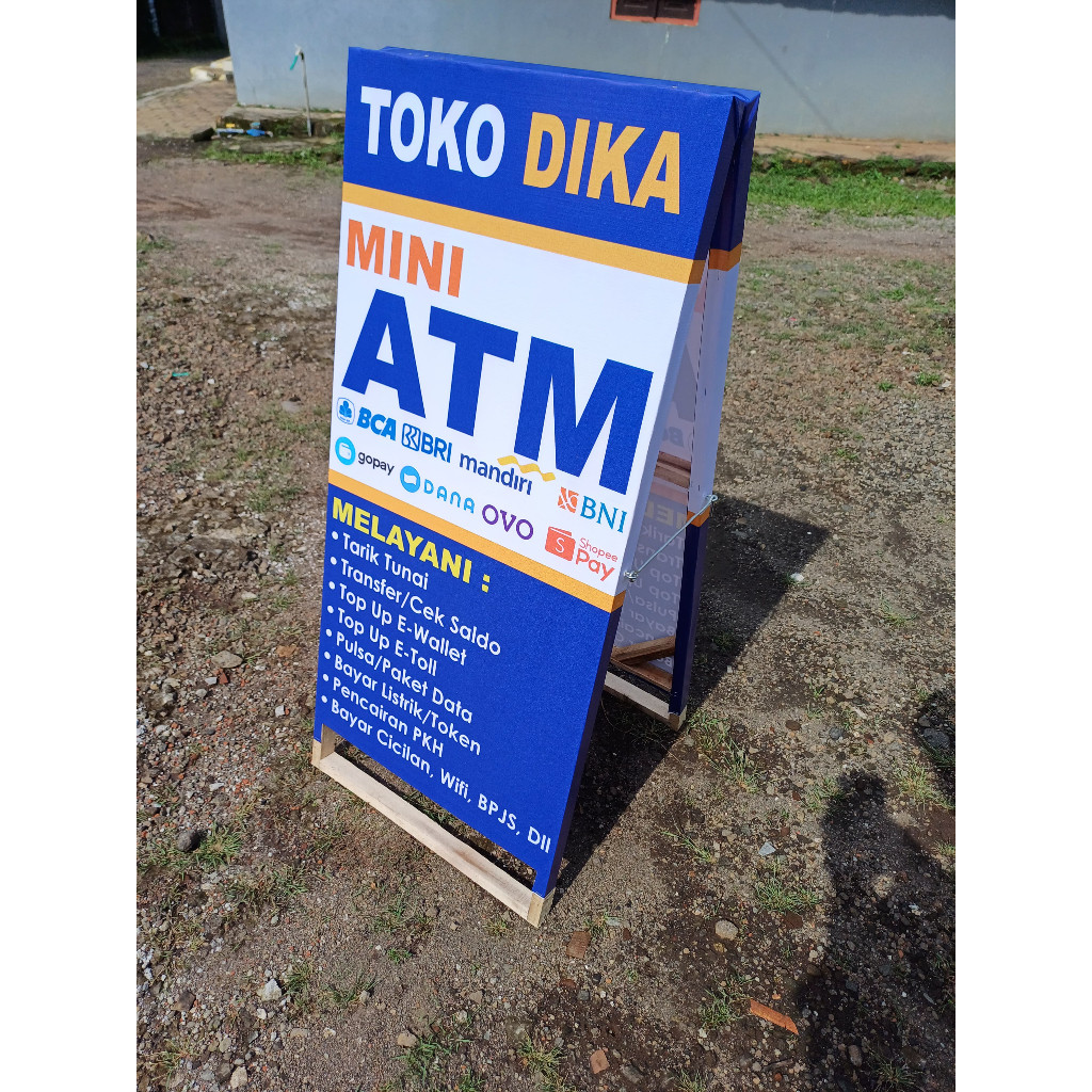 Jual Standing Banner Kayu Untuk Toko / BRI LInk / Counter Handphone ...