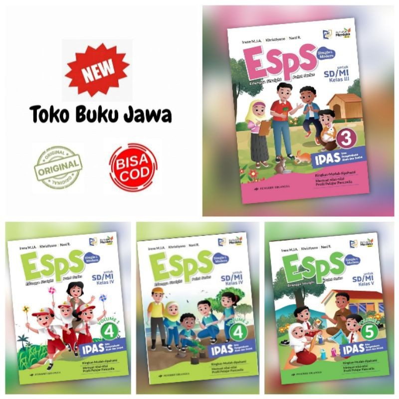 Jual [Erlangga] Buku SD Revisi ESPS IPAS Kelas 1 2 3 4 5 6 SD / MI Vol 1 2 Kurikulum Merdeka ...
