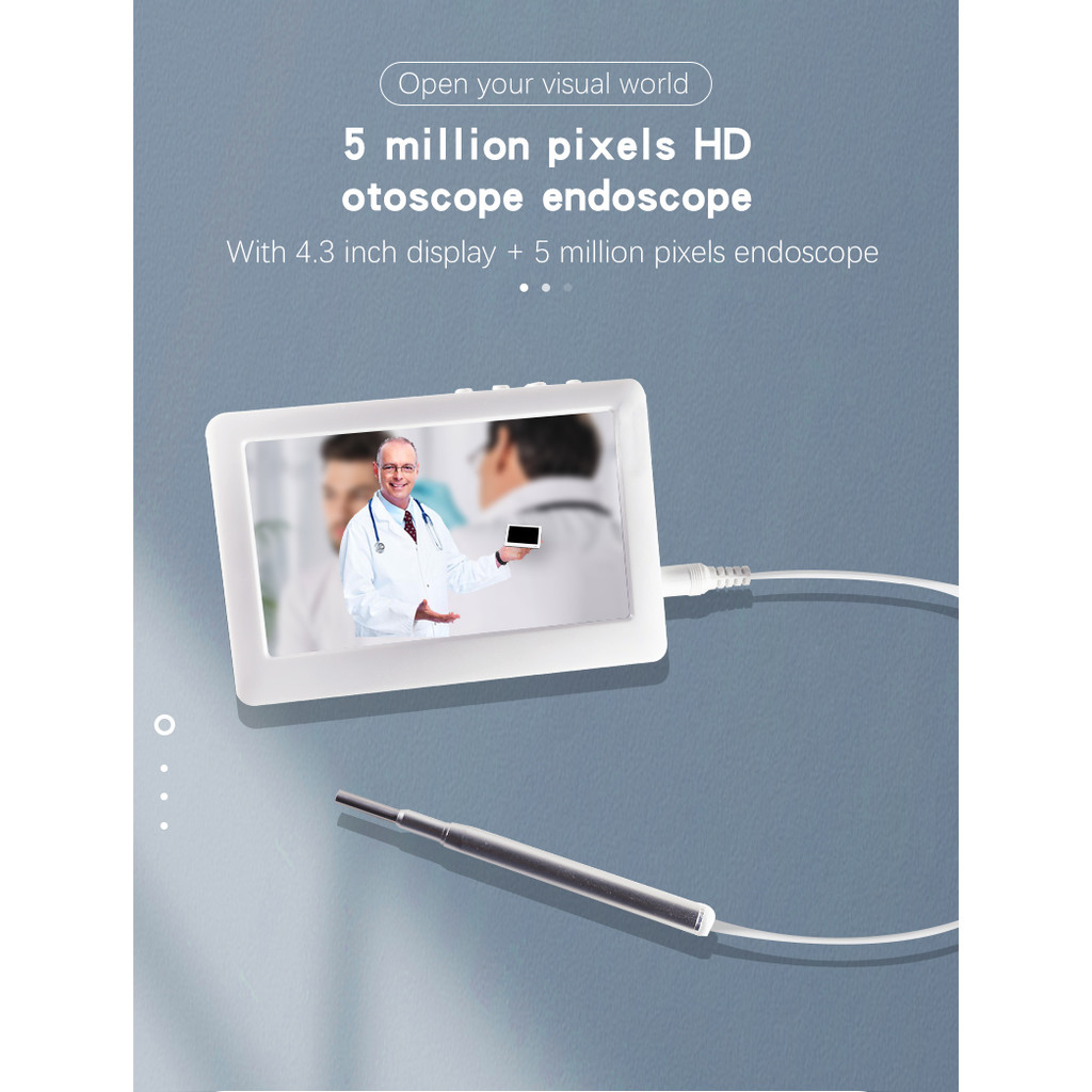 Jual 4.3Inch 3.9Mm 5Mp Visual Ear Pick Endoscope Wireless Hd Otoscope ...