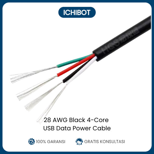 Jual 28 AWG Black 4-Core Sheathed Wire 28AWG 28-Gauge Wire USB Data ...