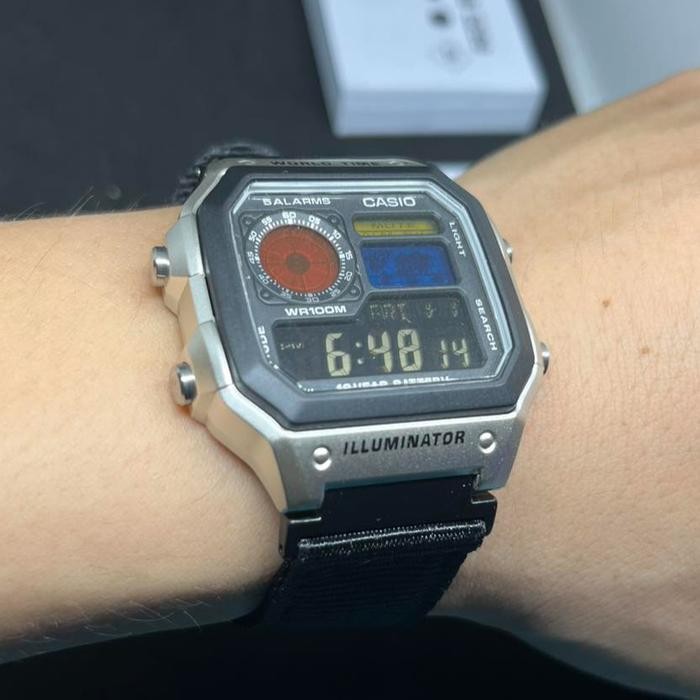 Jual Casio Ae-1200 Royale Stealth Black Strap Nato Kanvas Military ...