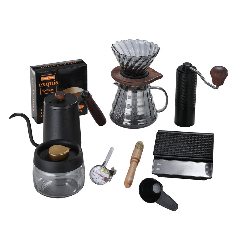 Jual Asap Abu-abu 600ML Set Teko Kopi Bilas Tangan Penggiling Tangan ...