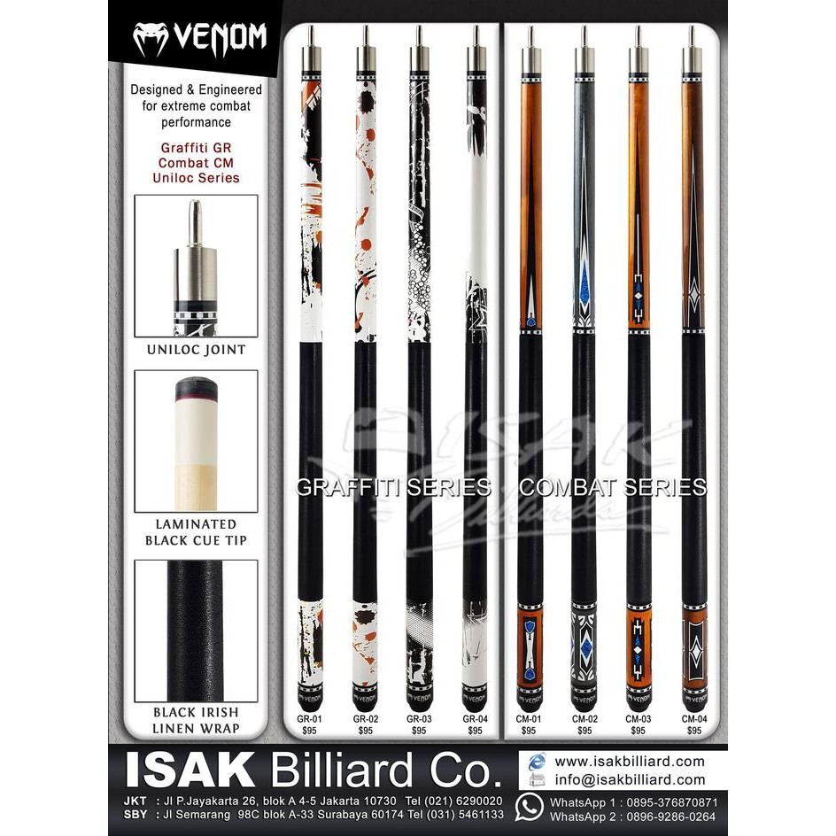 Jual Venom Pool Cue GR-01 - Graffiti Uniloc Series Billiard Stick ...