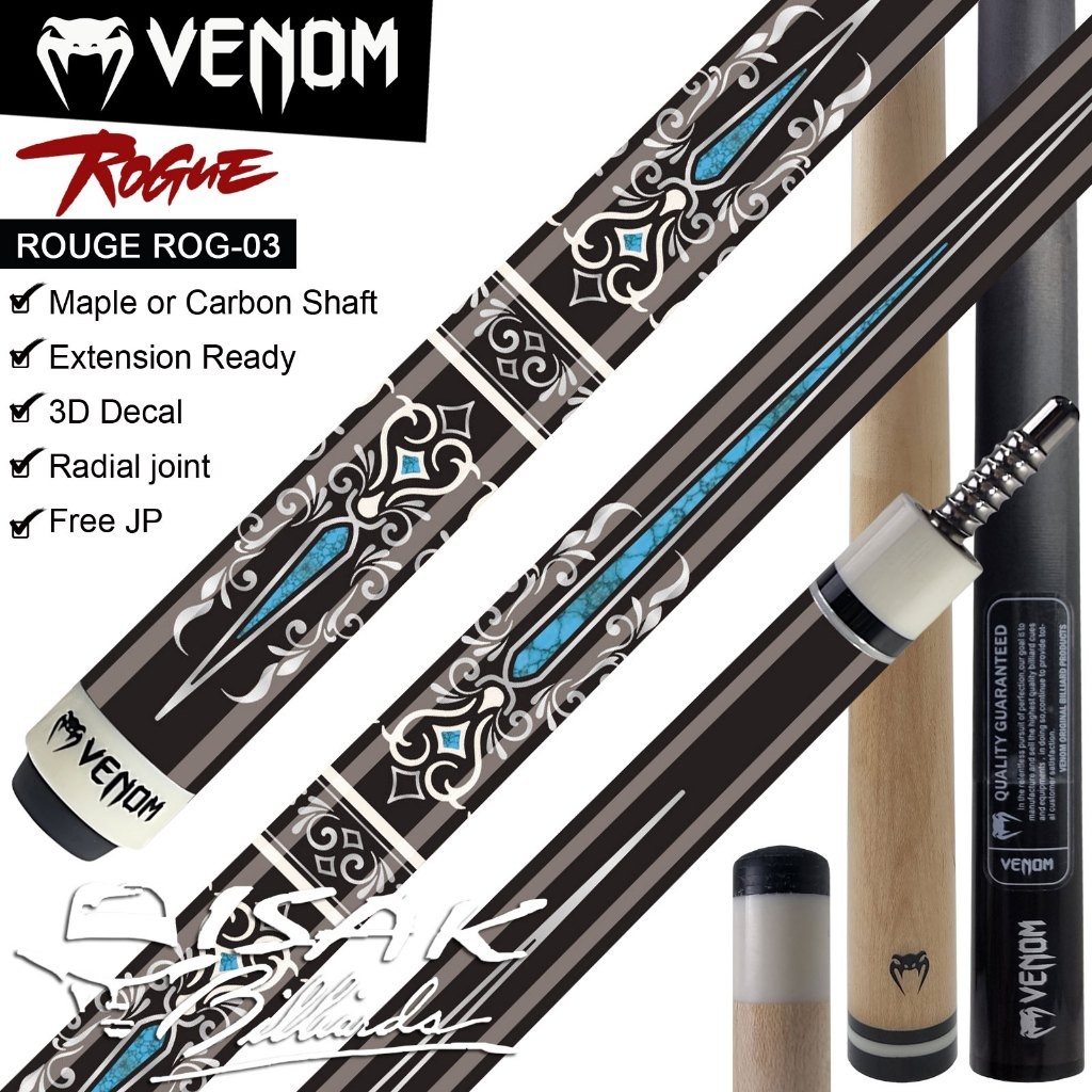 Jual Venom Rogue ROG-03 Pool Cue - Radial Maple Carbon Ext Stick ...