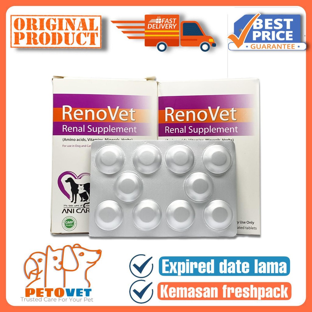 Jual Renovet Renal / Kidney Supplement For Cats & Dogs (1 BOX 100 ...