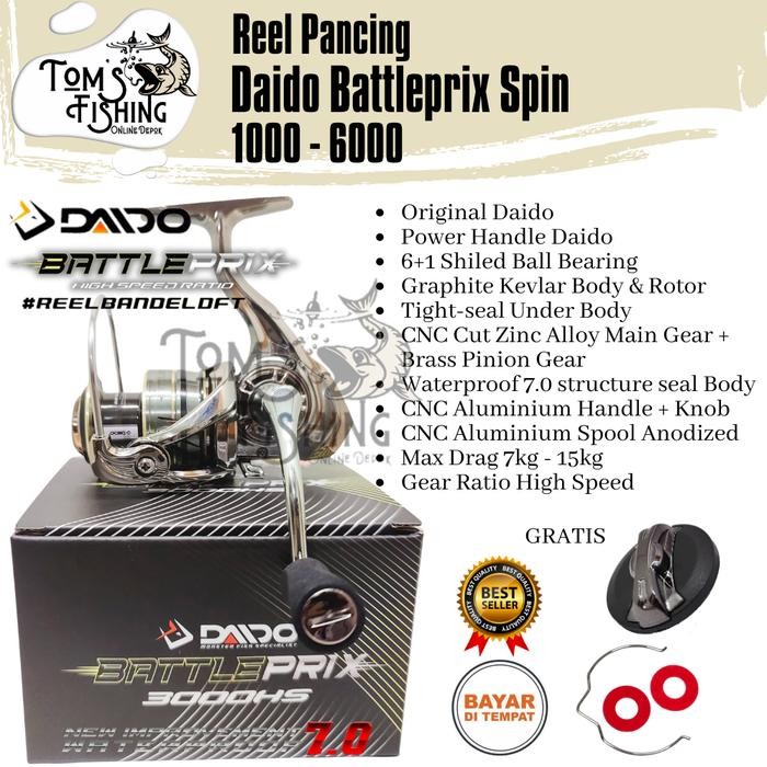 Jual Reel Pancing Daido BATTLEPRIX Spin 1000 - 6000 HS Waterproof 7.0 ...