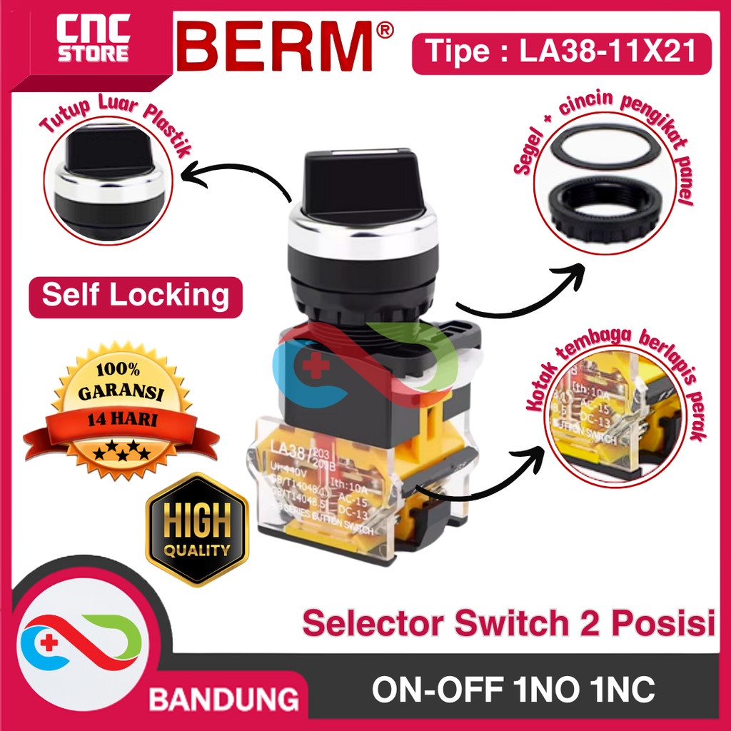 Jual Selector Switch 2 Posisi 22mm LA38-11X21 ON-OFF 1NO 1NC SAKLAR PUTAR PANEL POWER SWITCH ...
