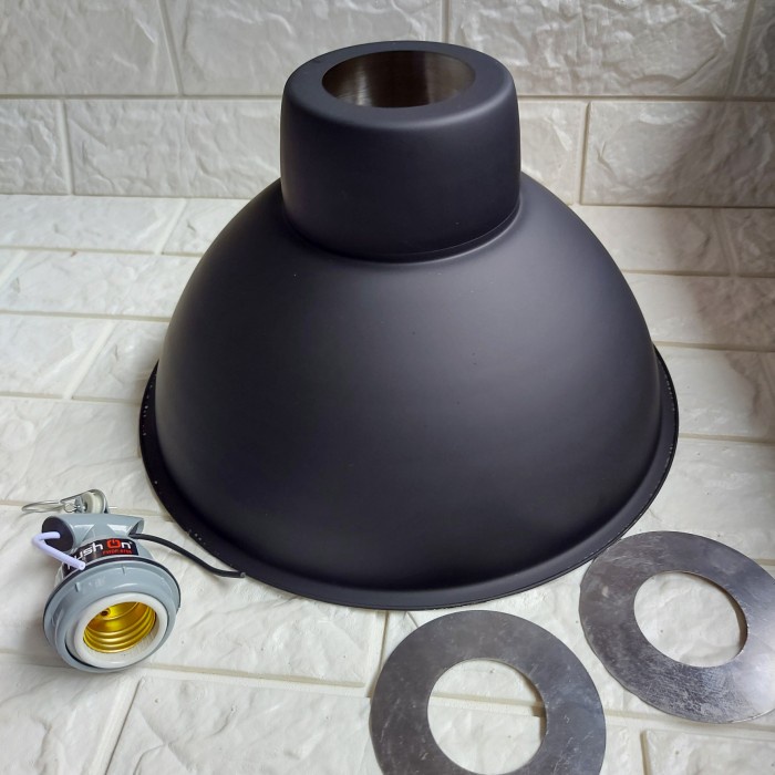 Jual HRG DISKON Kap lampu gantung tema industrial warna Hitam dan fitting e27 besi | Shopee ...