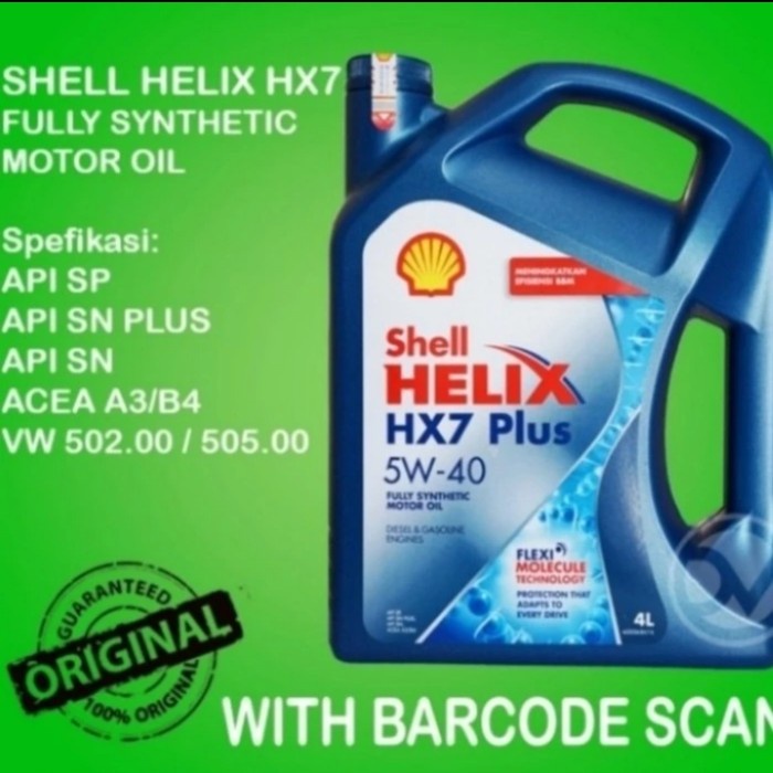 Jual Shell Helix Hx7 5W-40 Full Syhintetic Original Scane Barcode 4L ...