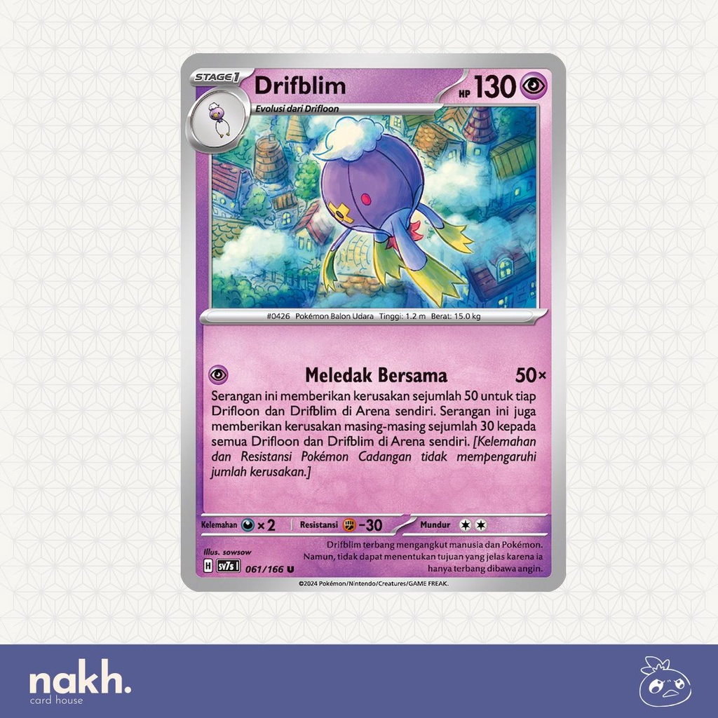 Jual Kartu Pokemon TCG Indonesia bimbingan rasi sv7s 061/166 Drifblim | Shopee Indonesia