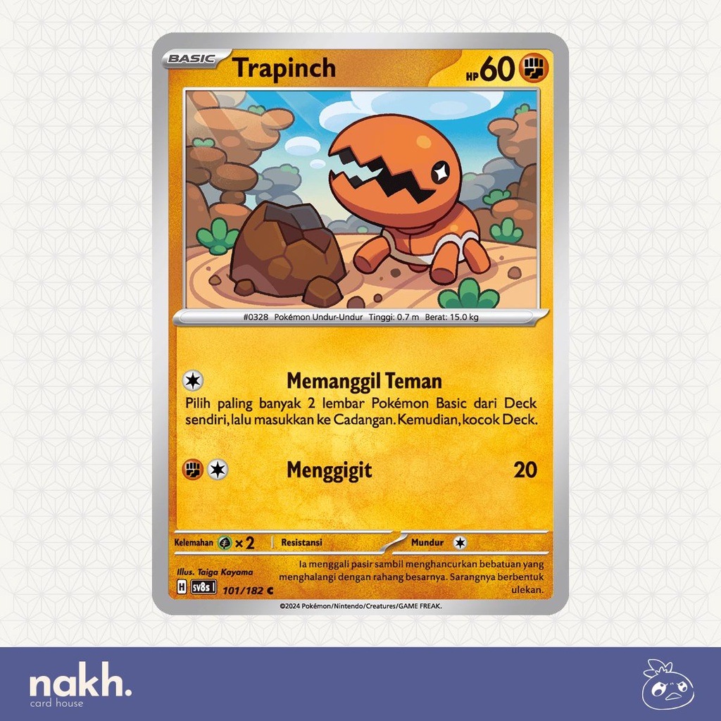 Jual Kartu Pokemon TCG Indonesia kilat rasi sv8s 101/182 Trapinch ...