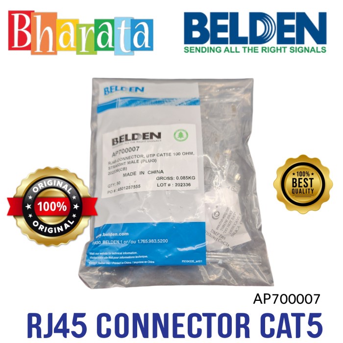 Jual Konektor RJ45 Cat5 Belden Original / Connector RJ45 Pack = 50 Pcs ...