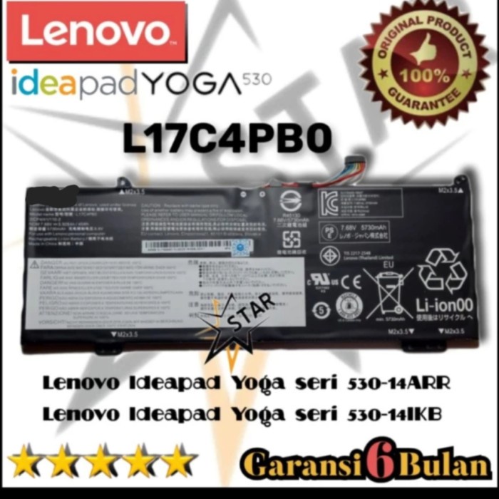 Jual Baterai lenovo ideapad yoga 530 530-14arr 530-14ikb l17c4pb0 ...