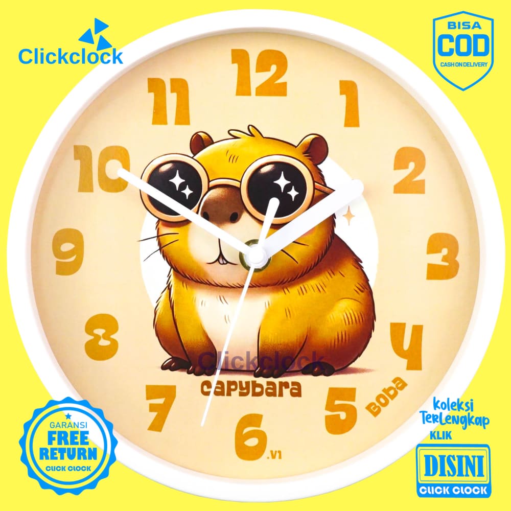 Jual Jam Dinding Quartz Capybara Karakter Anak Capybara V1 Boba BB1161 ...