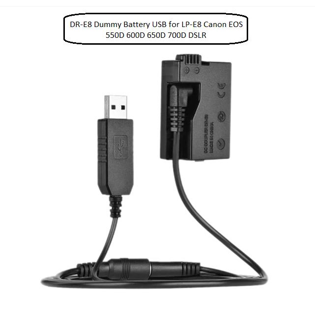 Jual DR-E8 USB Dummy Battery LP E8 Canon EOS 550D 600D 650D 700D DSLR ...