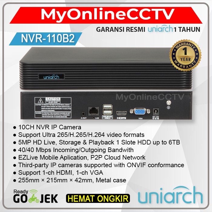 Jual Uniacrh NVR-110B2 Ultra H.265 10 NVR IP Camera CCTV Up To 5MP ...