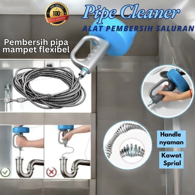 Jual PEMBERSIH SALURAN PIPA TERSUMBAT MAMPET PANJANG 10M PIPE CLEANER ...