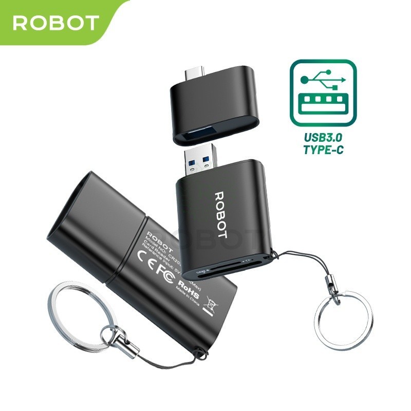 Jual ROBOT CR203 Card Reader Dual Port 2 in 1 USB A USB C Support SD TF ...