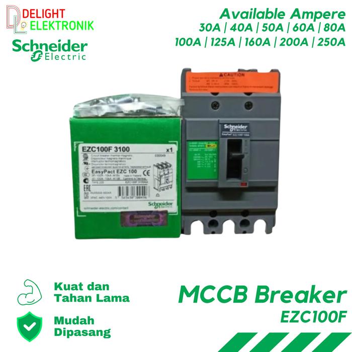 Jual MCCB Breaker Schneider EZC100F 3 Phase 20 30 40 50 60 80 100 250A Ampere | Shopee Indonesia