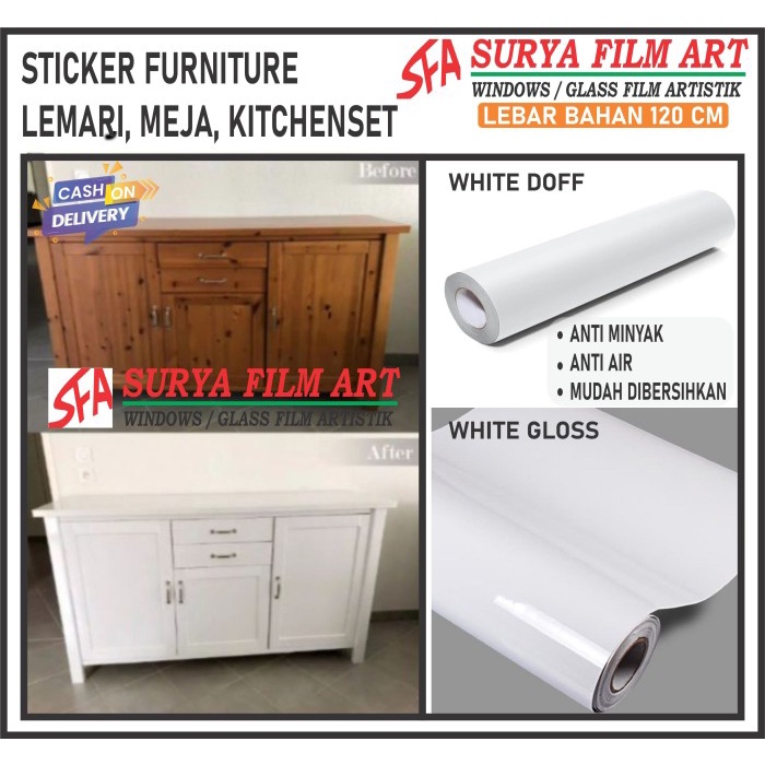 Jual stiker putih polos / white board / sticker vinyl lemari meja ...