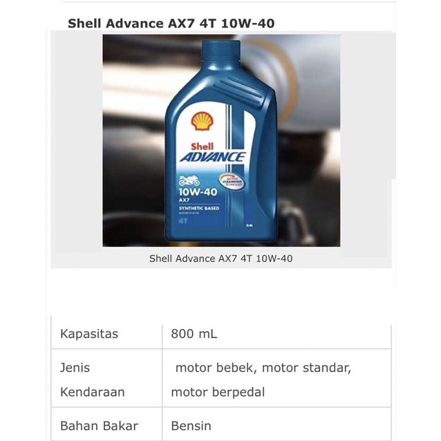 Jual Oli SHELL ADVANCE AX7 10W-40 800ml | Shopee Indonesia