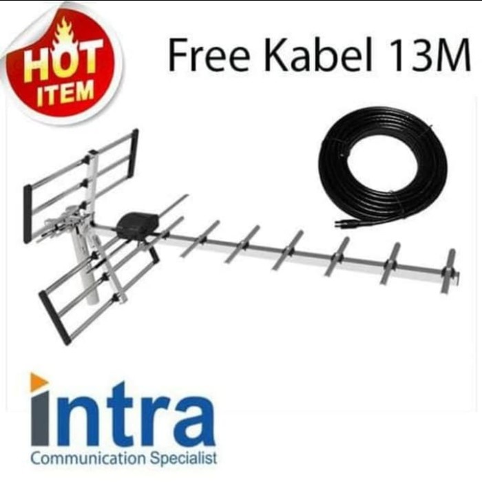 Jual Antena tv digital / analog + free kabel 13 meter, Intra 003 | Shopee Indonesia