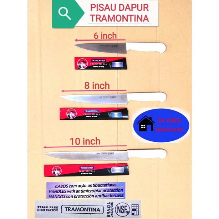 Jual JAYAmart- Pisau Dapur TRAMONTINA 6 8 10 Inch Made in Brazil Chef ...