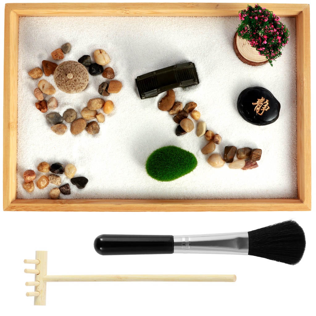 Jual Zen Garden Kit DIY Zen Sand Set Mini Desktop Miniature Sand ...
