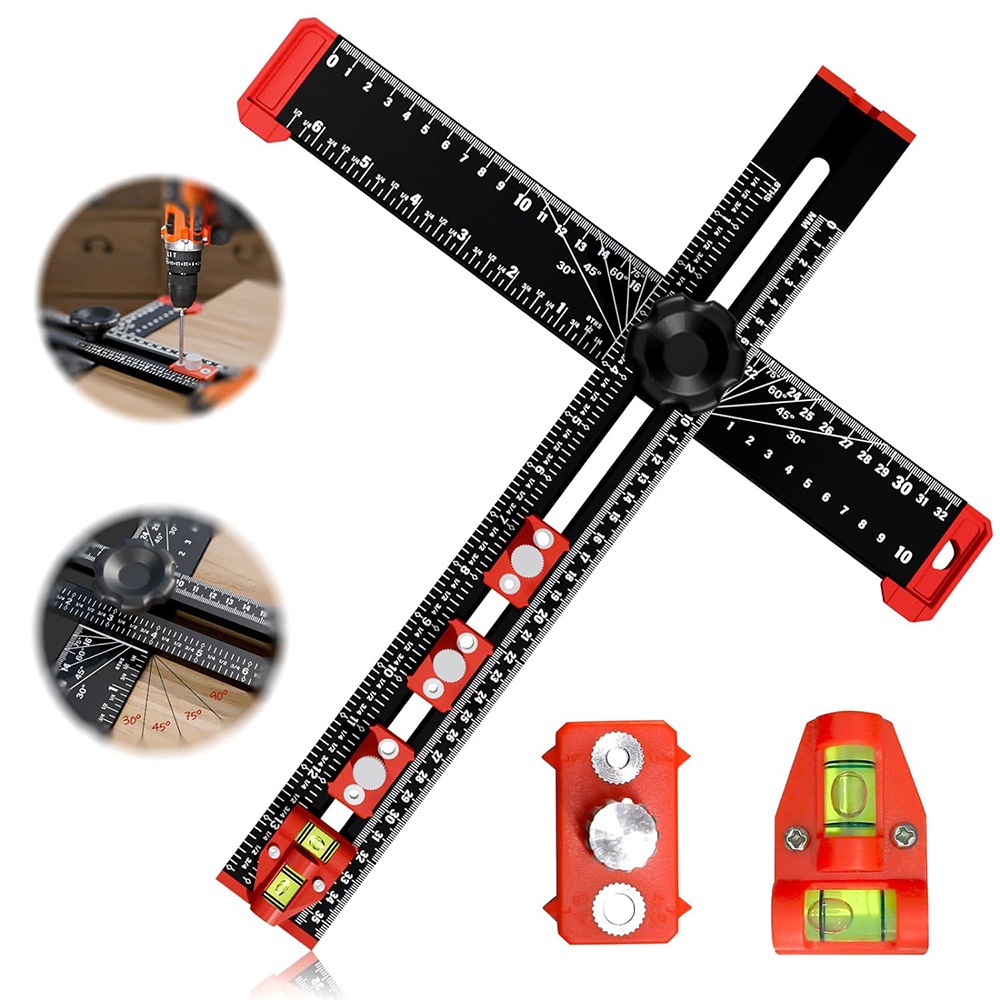 Jual 2 in 1 drilling positioning ruler combination angle ruler t-shaped ...